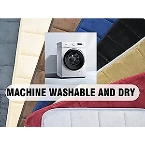 SUYAOVO Striped Memory Foam Bathroom Rug Mat, Non-Slip, Soft and Absorbent Thick Bath Carpets, Machine Washable Bath Rugs for Bathroom Floor, Tub, and Shower (Dark Red, 20x32 inches)