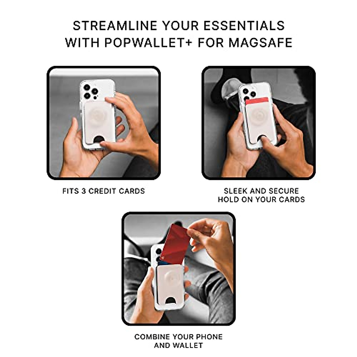 PopSockets: Phone Wallet with Expanding Grip, Phone Card Holder, Wireless Charging Compatible, Wallet for MagSafe - All Smiles