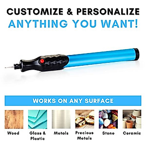 The Original Easy Etcher - Engraving Pen Complete Kit - Portable DIY Craft Electric Engraver & Stencils for Jewelry, Metal, Glass, Leather, Wood - Rotary Tool Etching Scribe Carving Tool