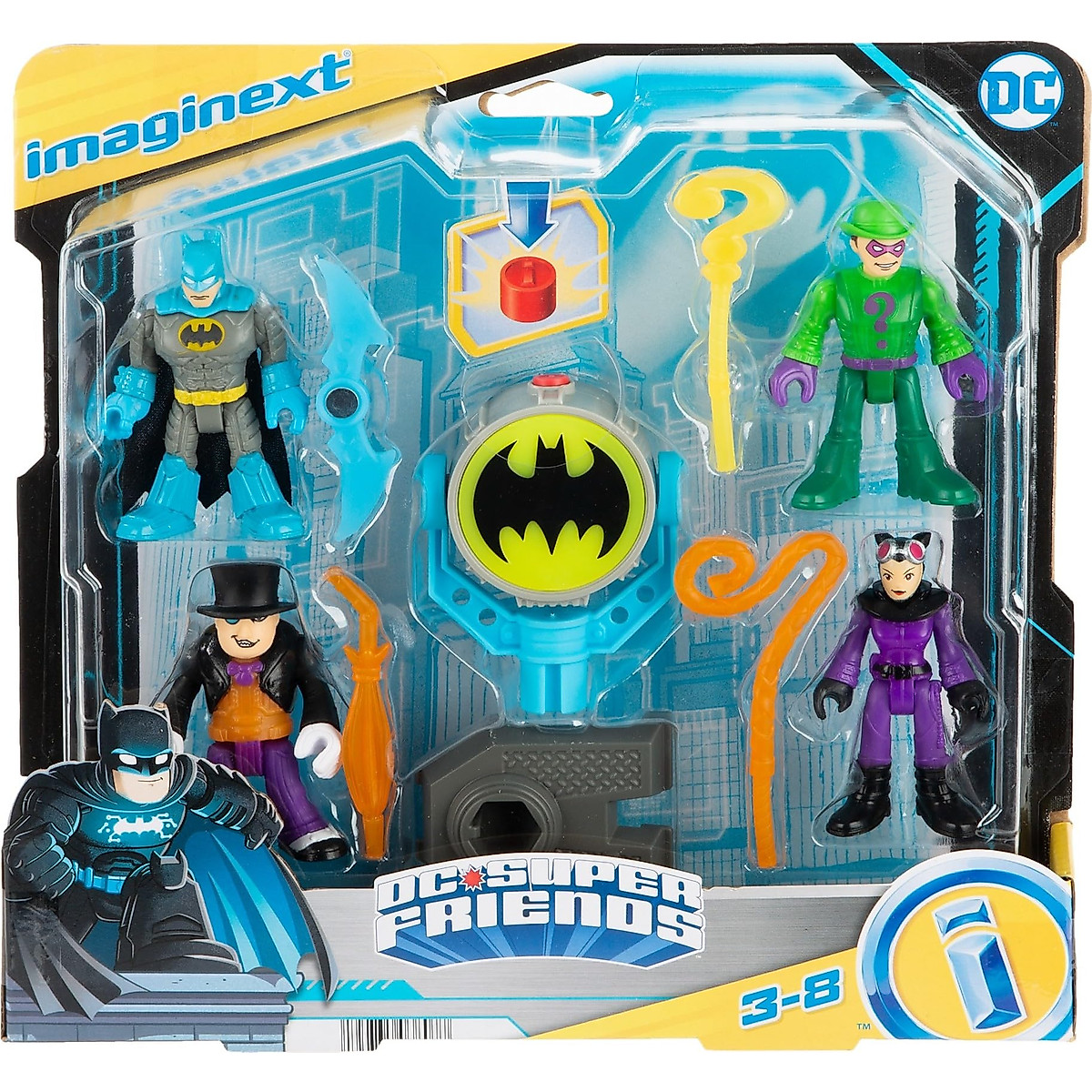Fisher-Price Imaginext DC Super Friends Batman Toys Bat-Tech Bat-Signal 9-Piece Figure Set for Preschool Pretend Play Kids Ages 3+ Years