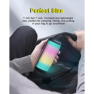 ANCOBER Wireless Bluetooth Portable Speaker 15W Stereo Sound with RGB LED Light Dynamic Modes, IPX4 Waterproof Bluetooth Speakers, BT5.3, TWS Surround Pairing, for Party Outdoor Camping Christmas