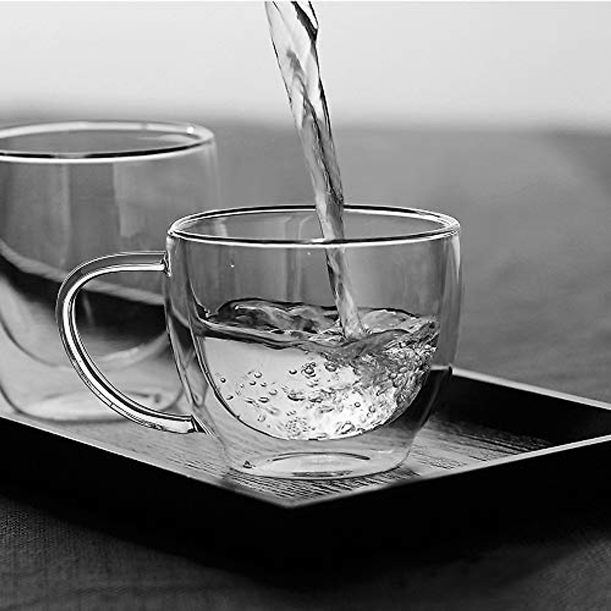 BNUNWISH Double Wall Glass Expresso Coffee Mugs Set Of 4 (7 OZ / 200 ML) Insulted Clear Cappuccino Coffee Mugs Tea Cups