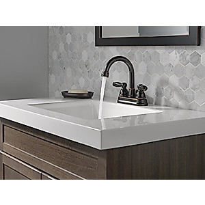 DELTA FAUCET Peerless Claymore Centerset Bathroom Faucet, Oil Rubbed Bronze Bathroom Sink Faucet, 2 Handle Bathroom Faucet, Pop-Up Drain Assembly, Oil Rubbed Bronze P299685LF-OB