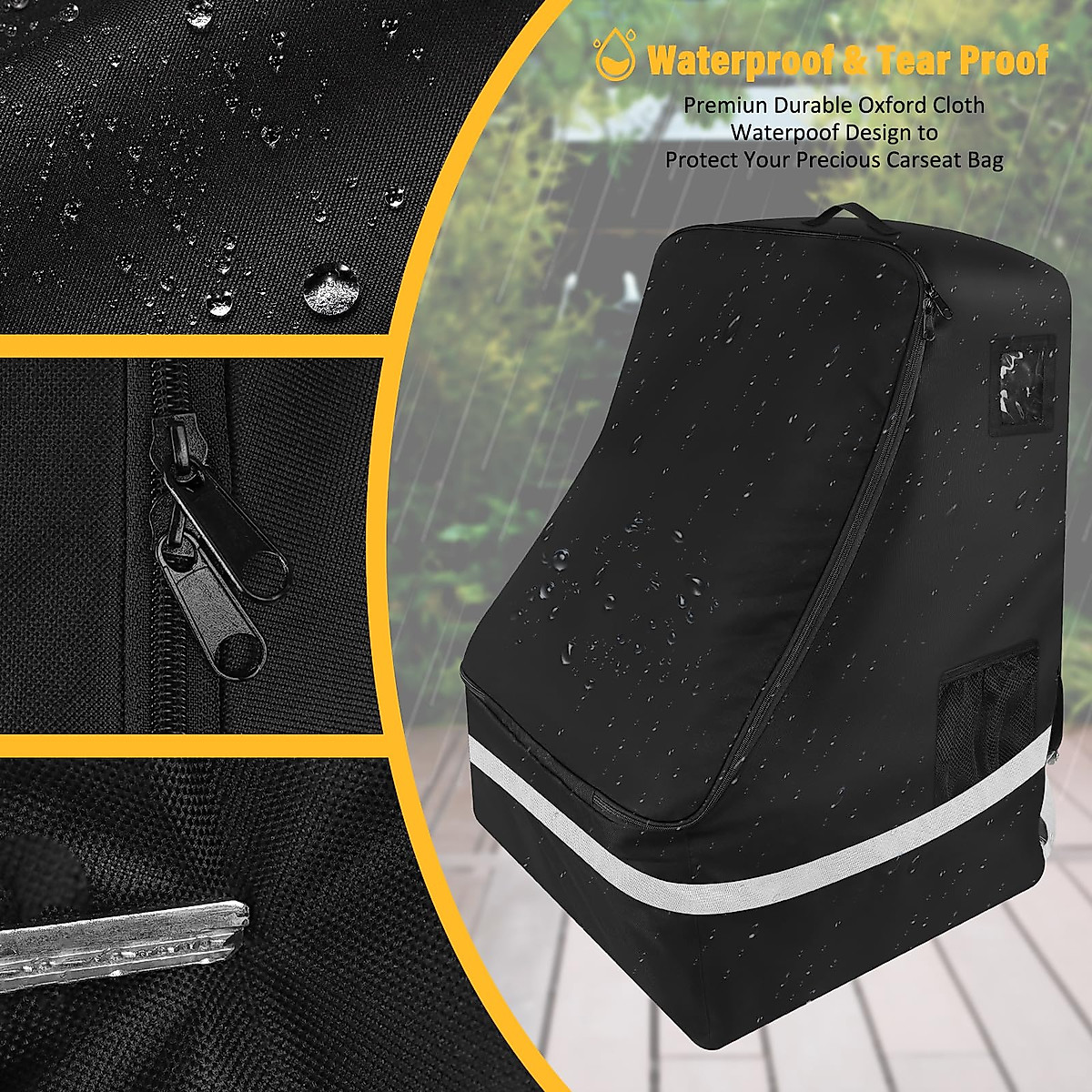 ZHSX Car Seat Travel Bag, Infant Seat Travel Backpack with Padded and Adjustable Shoulder Strap, Large Waterproof Carseat Carrier Bag/Dust-proof Carseat Travel Cover(Grey)