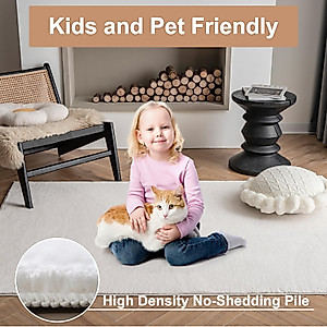 LIVEBOX Princess Pink Rug 3x5 Feet,Fluffy Rug for Girls Bedroom, Cute Furry Rug for Baby Kids Nursery Room, Non Shedding and Non Slip Washable Rug Shaggy Carpet for Living Room Teen Dorm