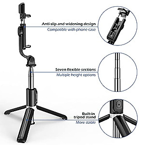 Aureday Selfie Stick with Wireless Bluetooth Remote, Portable 41 Inch Gopro Selfie Stick Tripod with Light, Compatible with iPhone 14/13 Pro/12/11 Pro/Max/XS/XR/X/8/7 and Android Smartphones