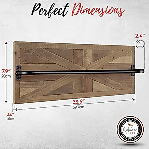 Autumn Alley Rustic Farmhouse Towel Rack – Stunning Barn Wood Farmhouse Bathroom Decor for Wall – Expertly Inlaid Wood with Matte Black Bar for Rustic Bathroom Decor