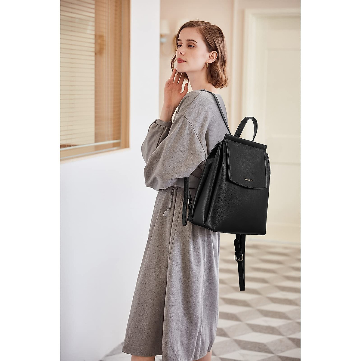 BOSTANTEN Backpack Purse for Women Leather Backpack Fashion Travel Bag Ladies Shoulder Bags