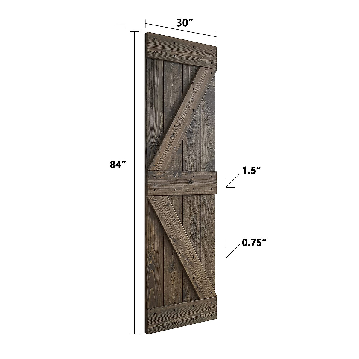 48 in/60in/72in/84in X 84 in K Series DIY Knotty Wood Double Sliding Barn Door with Hardware Kit (60 in x 84 in, Aged Barrel)