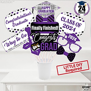 KatchOn, Purple Graduation Photo Booth Props 2024 - Pack of 24 | Purple Graduation Photo Props, Purple Graduation Decorations Class of 2024 | Graduation Picture Props, Graduation Party Decorations
