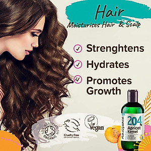 naissance Certified Organic Apricot Kernel Oil 8 fl oz - 100% Pure Natural Cold Pressed Vegan, Hexane Free, No GMO - Ideal as a Massage Base Oil - Moisturizes & Conditions Hair & Skin