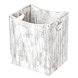 Wood Trash Can 5.3 Gallon Kitchen Garbage Can Rectangular Wastebasket with Built-in Handles Rustic Farmhouse Trash Can for Kitchen Bedroom Office Bathroom Under Desk Large Storage Rustic White