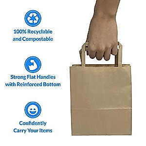 Reli. 100 Pack | 7"x3.15"x8" | Small Brown Paper Bags w/Handles | Kraft Paper Gift Bags/Shopping Bags | Brown Paper Bags for Retail, Merchandise, To Go, Parties
