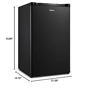 Midea WHS-160RB1 Single Reversible Compact Refrigerator, 4.4 Cubic Feet Fridge, Black