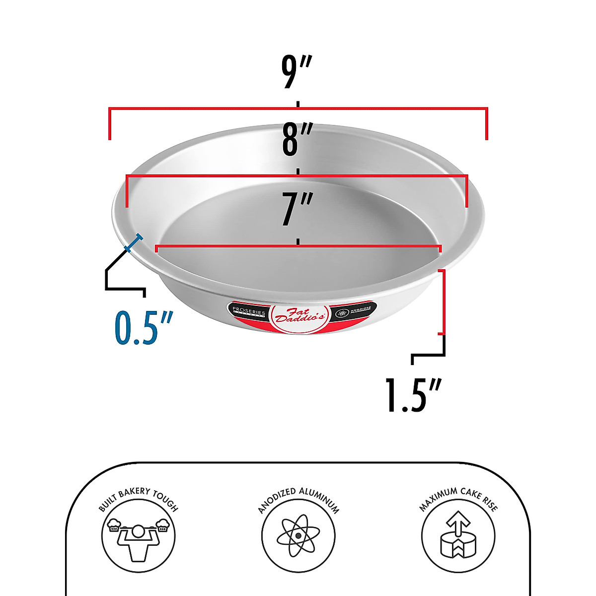 Fat Daddio's PIE-9 Anodized Aluminum Pie Pan, 9 x 1.5 Inch