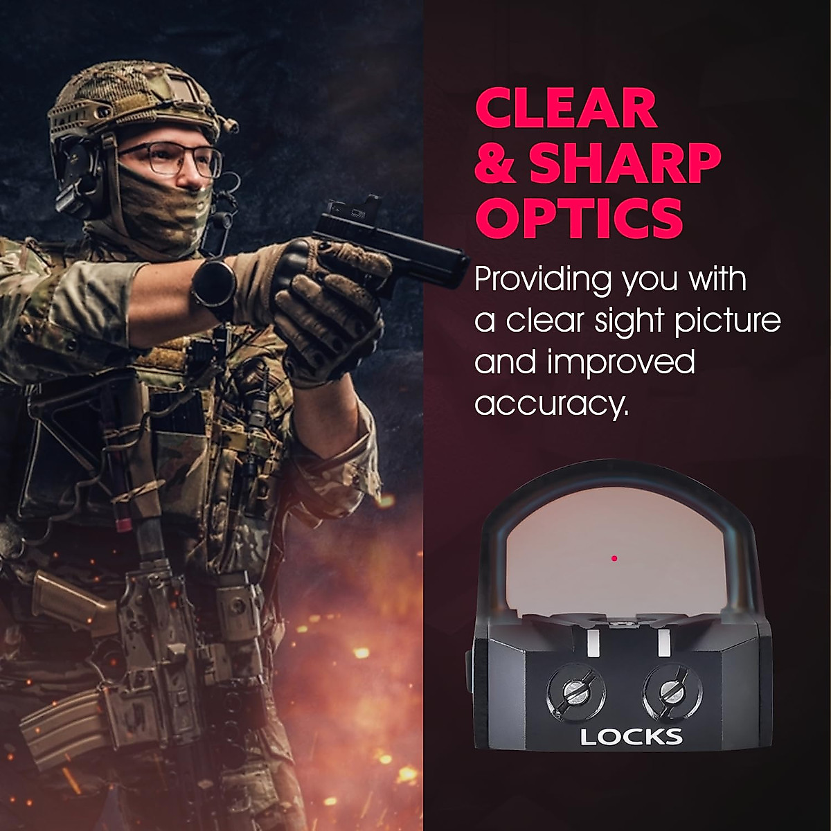 ADE Pro Series Motion Activated System RD3-012-PRO Red Dot with 2 MOA Dot and 32 MOA Circle Multi Reticle System - IP7 Waterproof