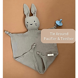 Leyl&Ari Organic Muslin Lovey Blanket | Cotton Bunny Security Blanket for Boys and Girls (Sand)