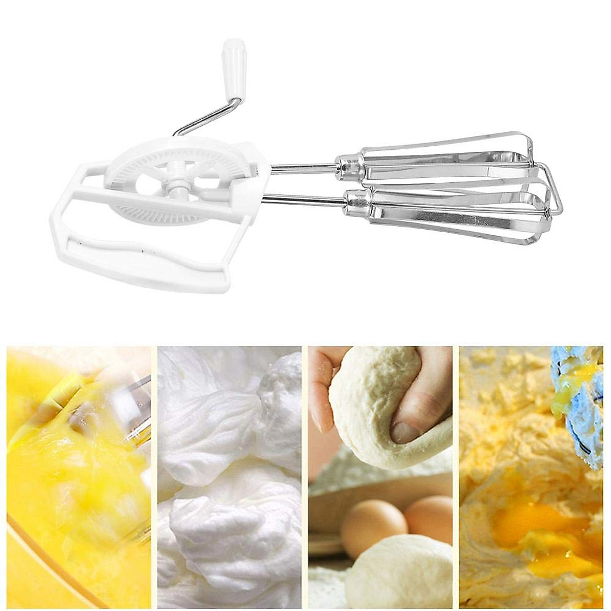 Manual Egg Blender - Stainless Steel Handheld Manual Egg Blender Mixer Beater Home Kitchen Cooking Tool