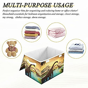 innewgogo Dinosaurs Storage Bins with Lids for Organizing Dust-proof Storage Bins with Handles Oxford Cloth Storage Cube Box for Living Room