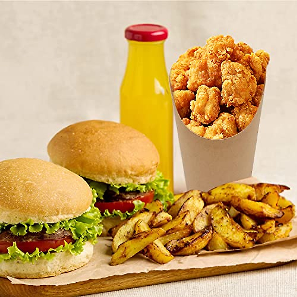 50 Pcs 14 Ounce French Fries Box, Disposable French Fries Cups for Baking Cakes Popcorn Ice Cream