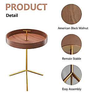 Round End Table, Nightstand Modern End Table for Living Room Bedroom Office Small Spaces, Easy Assembly Bedside Table (Brown)