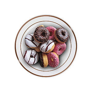 BloominGoods 50 Disposable White Silver Trim Plastic Dessert Bowls | SMALL 6 oz. Premium Heavy Duty Disposable Dinnerware with Real China Design | Safe & Reusable and Great for Parties (50-Pack)