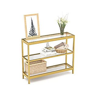 Evajoy Console Table, 35" Entryway Table with 3 Tiers, Foyer Tables, Open Glass Sofa Table for Living Room, Foyer, Entryway, Bedroom, Hallway