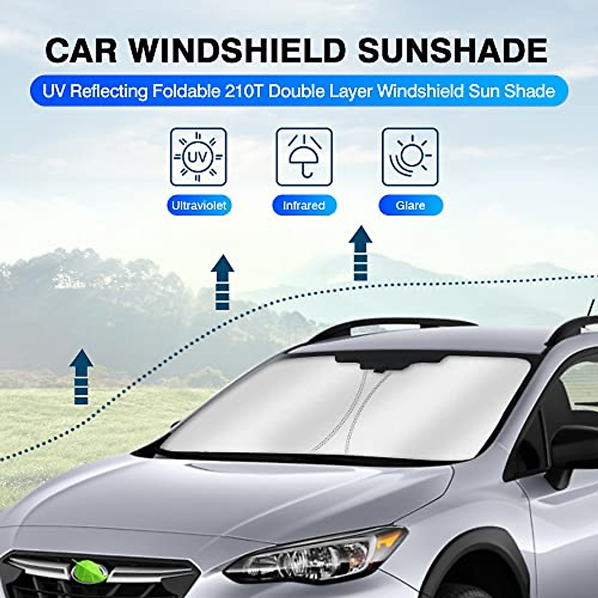 KUST Windshield Sun Shade for Subaru Crosstrek Wagon 2024 2023 2022 2021 2020 2019 2018 Window Sunshade Sun Visor Protector Foldable Blocks UV Rays Keep Your Car Cooler