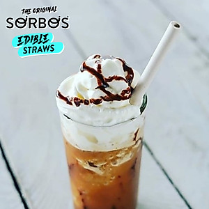 Sorbos Edible Straws, Chocolate Flavored, Sustainable, Individually Packaged, No Plastic, No Allergens, No Gluten, No PFAS, 100 Percent Biodegradable, 7.4 inches long (Pack of 200)