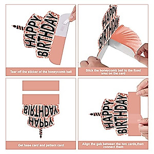 10Pcs Rose Gold Birthday Decorations Honeycomb Centerpieces for Girls Women, Rose Gold Black Happy Birthday Table Centerpieces Party Supplies,16th 18th 21st 30th 40th 50th 60th Bday Table Topper Decor