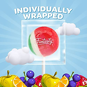 Fruit Lollipops Hard Candy, Bulk Pack 2 Pounds (75 Count), Party Favors, Pinata Stuffers