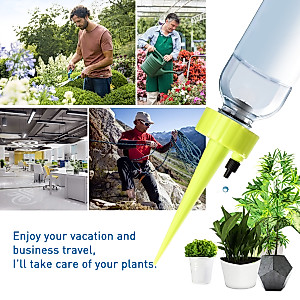 Upgraded Plant Waterer, Self Watering Spikes System, Plant Watering Devices with Slow Release Control Valve Switch, Automatic Vacation Drip Irrigation Watering Stakes for Indoor & Outdoor Plants