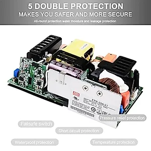 TorqCali EPP-500-27 500W 27V 18.5A Open Frame Power Supply, 80-264VAC, High Efficiency, 5x3 Compact Design, Reliable for Industrial Automation, Robotics, and More