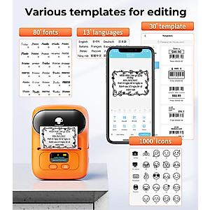 Phomemo M110 Label Maker, Barcode Printer, Bluetooth Portable Thermal Label Printer for Small Business, Sticker Printer Inkless Labeler for Address, Logo, Clothing, Mailing, for PC & Phone