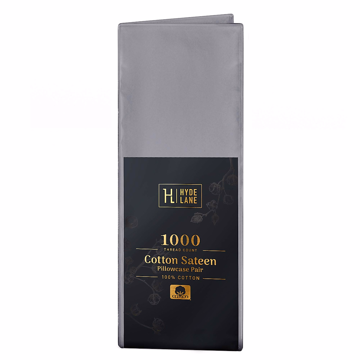 Hyde Lane 1000 Thread Count Cotton Pillowcases 2 Pack, Grey Pillow Cases Queen Size 20x30 inches, Soft and Durable Luxury, Wrinkle Resistant, Pilling Proof