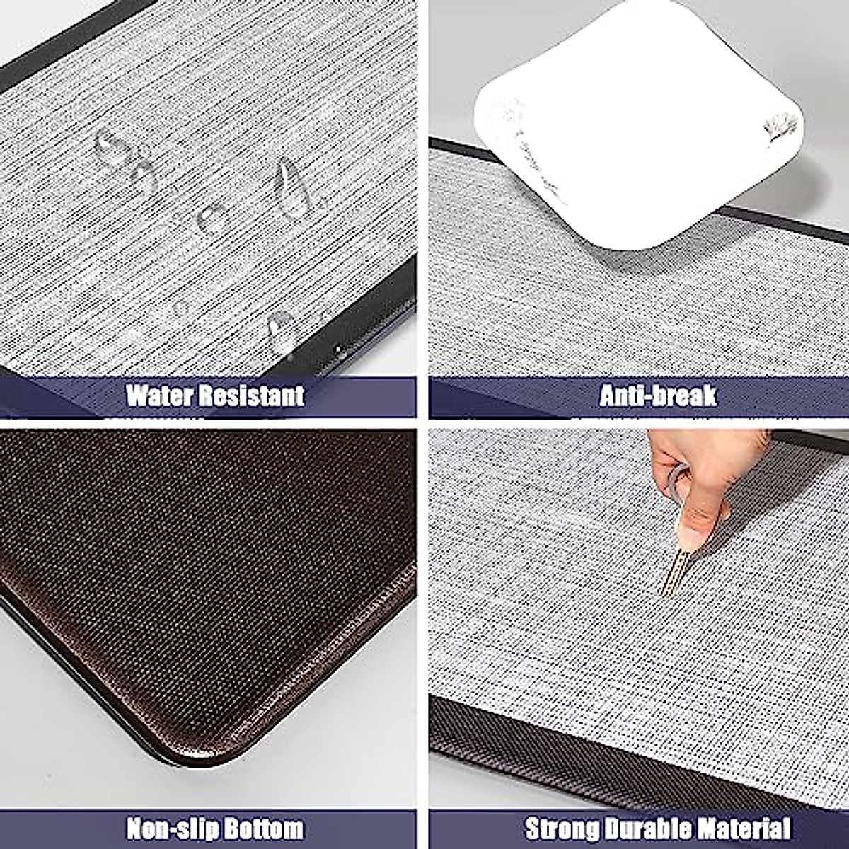 WEZVIX Anti Fatigue Kitchen Mat [2 PCS], Cushioned Non-Skid, Waterproof Floor Mat, Ergonomic Comfort Foam Standing Rugs for Floor, Kitchen, Office, Sink, Laundry - Black and Grey