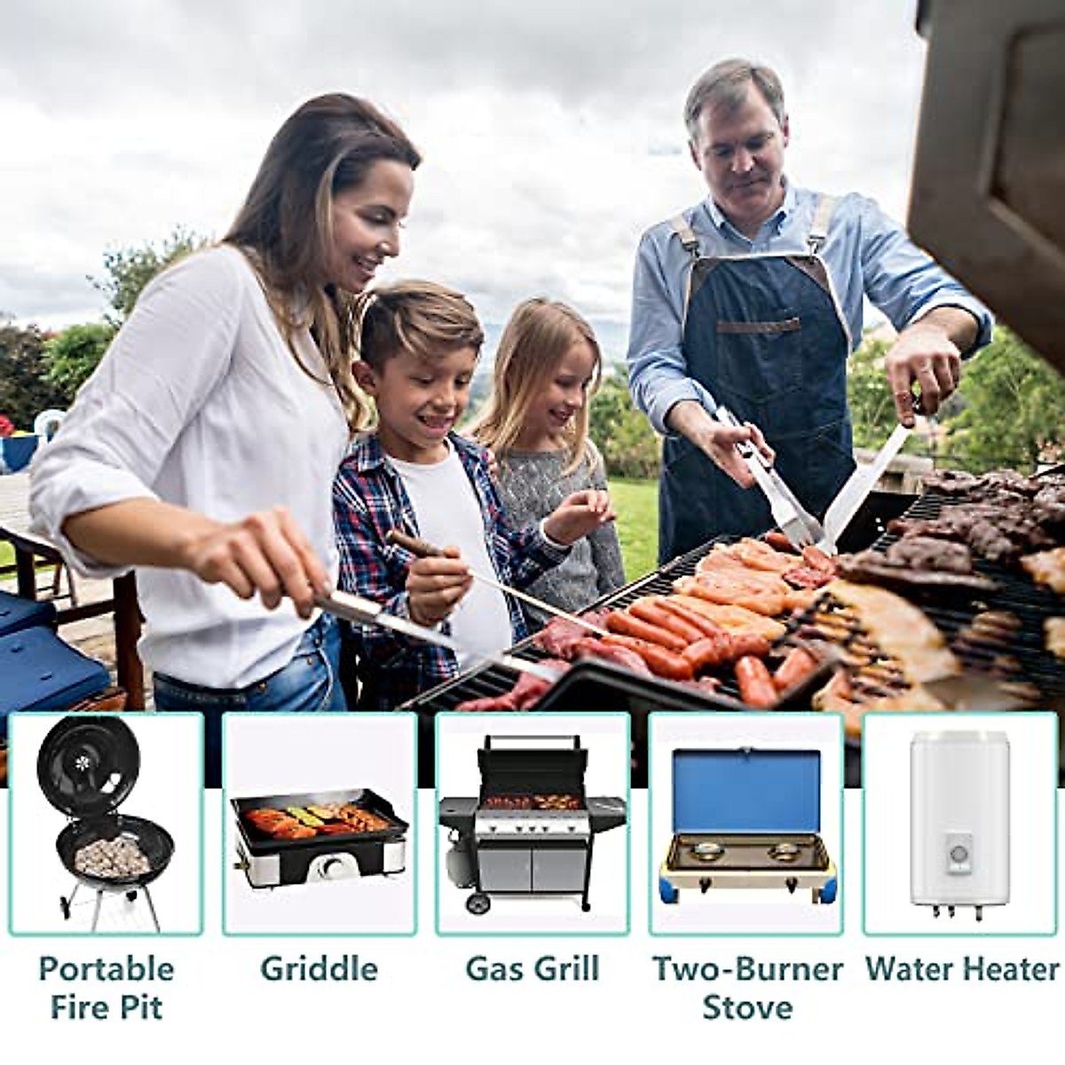 KTUOPEE Propane Regulator and Hose: 3 Feet Universal QCC1 Replacement Hose and Regulator for Most LP Gas Grill, Patio Heater, Fire Pit and More, Low Pressure, 3/8 inch Female Flare Nut