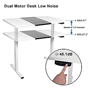 Frassie Dual Motor 48'' Electric Standing Desk Adjustable Height Table Sit Stand Computer Desk for Home Office