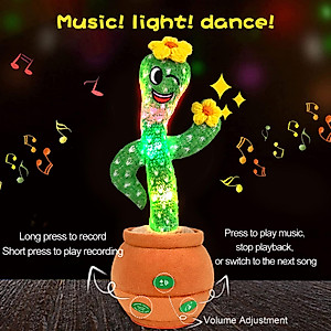 LGOUYGG Cactus Baby Toys Boy Girl Gifts, Talking Singing Mimicking Recording Light Up, Infant Babies Toddler Kids Interactive Musical Toy, Sing English Songs and Repeat What You Say