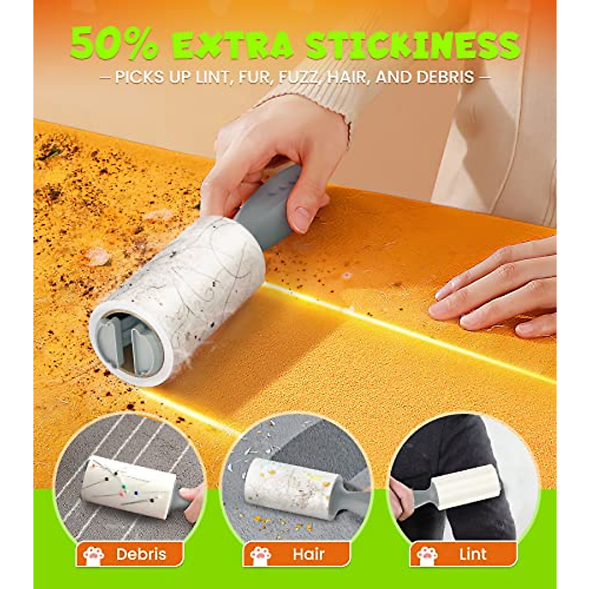 KONIZY Lint Rollers for Pet Hair Extra Sticky, 500 Sheets Mega Value Set Roller with 2 Upgraded Handles, 5 Portable Remover Clothes, Furniture, Carpet, Dog & Cat Removal