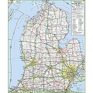 24"x29" Map of lower peninsula of Michigan Poster. United States of America Maps Road [Plain Coated Paper]