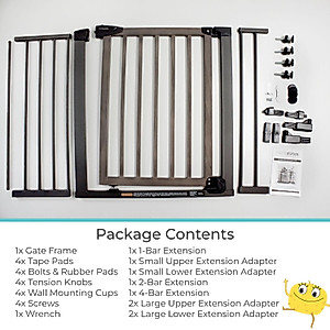 Toddleroo by North States Driftwood Extra Wide Auto Close Baby Gate: Self-Closing Child Gate with Hold-Open Feature. Pressure Mounted Baby Gate, Fits 29.75” to 52” Wide. (30" Tall, Graphite and Wood)