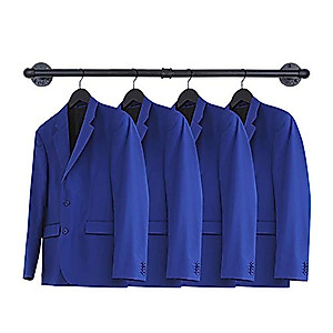 Industrial Pipe Clothing Rack, Wall Ceiling Mounted Clothes Garment Rack 30'', Black Iron Pipe Clothes Hanging Bar, Heavy Duty Metal Hanging Rod for Retail Display Closet Storage and Laundry Organizing