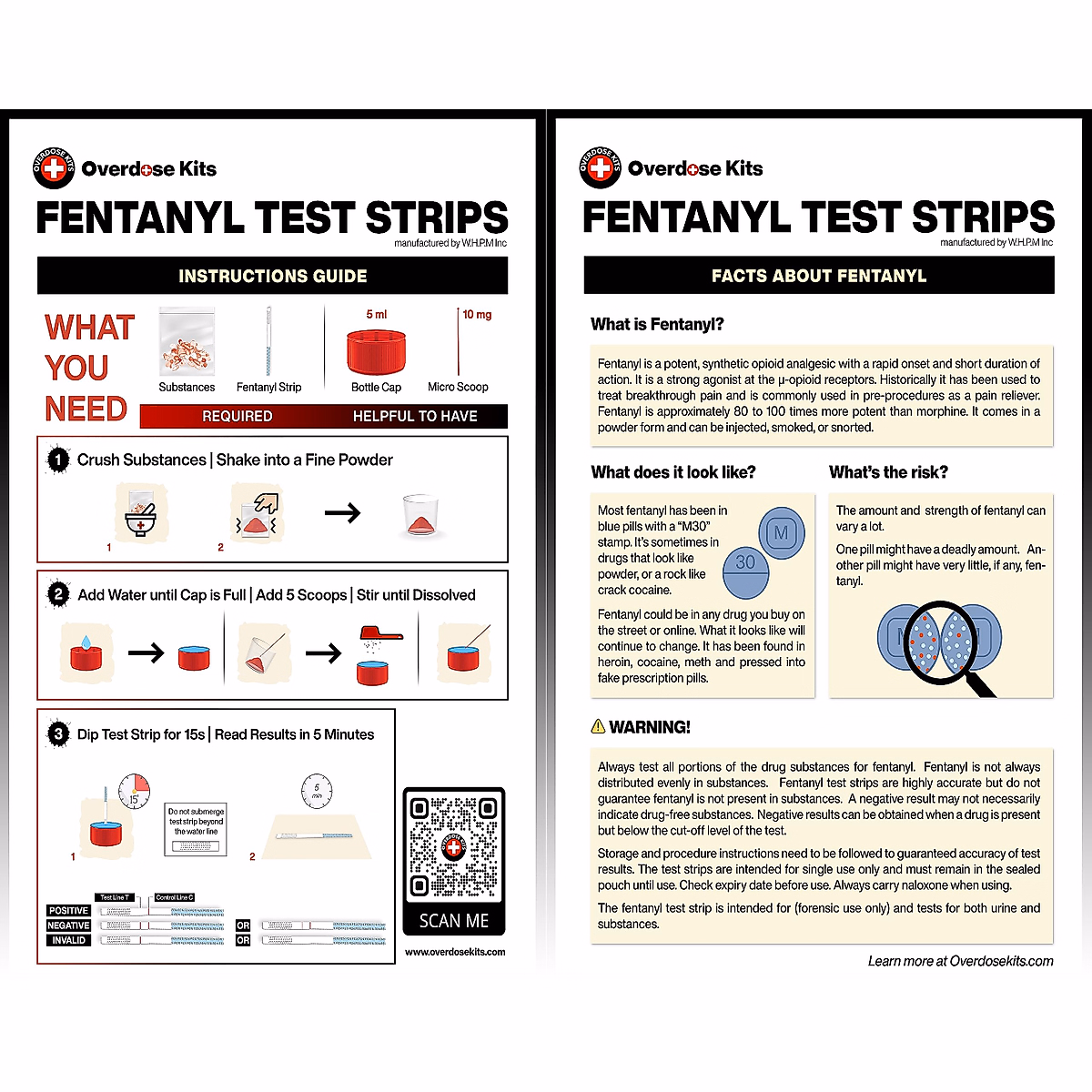 Fentanyl Test Strip Kit - Includes 5 Fentanyl Test Strips, Mixing Container, 10mg Spoon and Instructions - 5 Pack