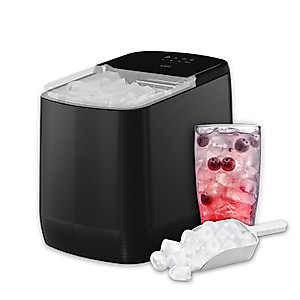Portable Ice Maker Countertop with Self-Cleaning, 45lbs/24H, Bullet Ice Fast Making in 3.5 Mins, Compact Ice Machine with Ice Scoop/Basket, Perfect for Home Kitchen Party Camping Bar Office Outdoor RV