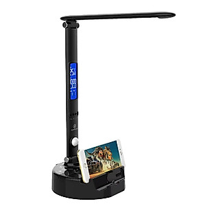 LumiCharge-III Smart LED Desk Lamp - Table Lamp with Wireless Charger, USB Charging Port, Adjustable Arm Brightness, Bluetooth Speaker - Foldable Table Lamp for Home, Remote Office, Study, Bedroom