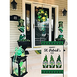 EKOREST Happy St Patrick's Day Garden Flag for Outdoor 12x18 Inch Vertical Double Sided St. Patricks Gnomes with Shamrock Small Yard Flag for Outside Farmhouse Holiday Saint Patrick Decoration