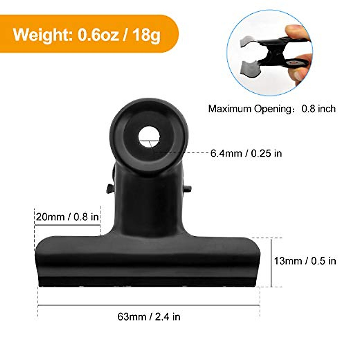 Coideal 12 Pack Large Black Bull Binder Paper Clips, Metal Hinge Clip File Clamps for Crafts, Food Bags, Drawing, Photo at Home Kitchen Office (2 1/2 Inch)