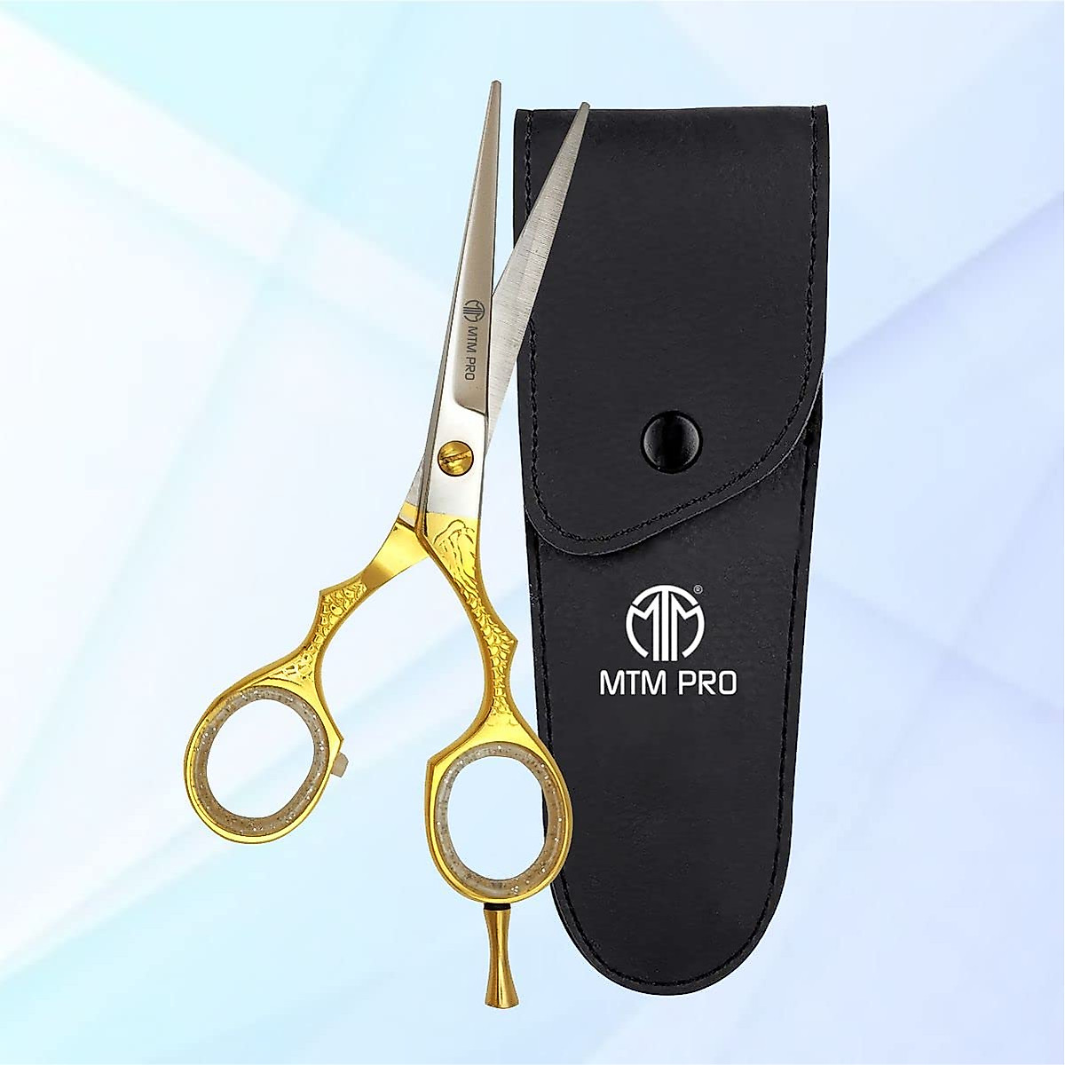 MTM PRO Hair Cutting Scissors，6.5 Inch Professional Stainless Steel Barber Hair Scissors，for Both Salon and Home Use (Golden Handle)