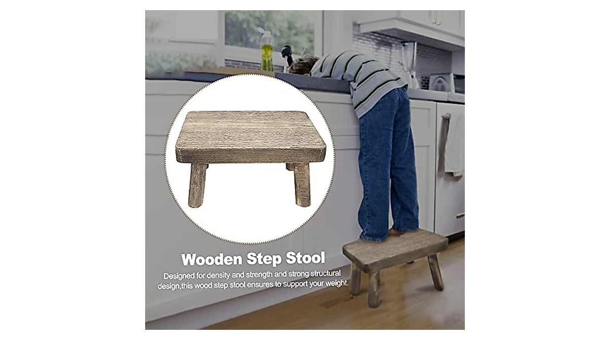 Sturdy Wooden Step Stool for High Beds & Kitchens